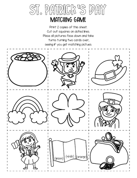 St. Patrick's Day Matching Game – Munchkin Lane
